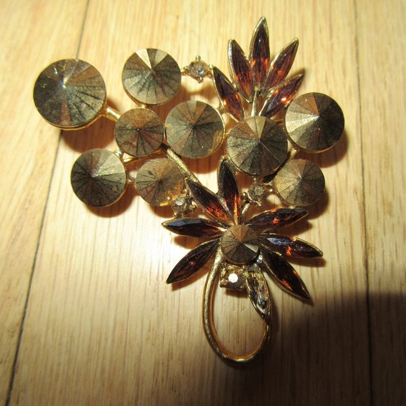 Albert Weiss | Jewelry | Vintage Weiss Pinbroochbrown Crystalsgold ...